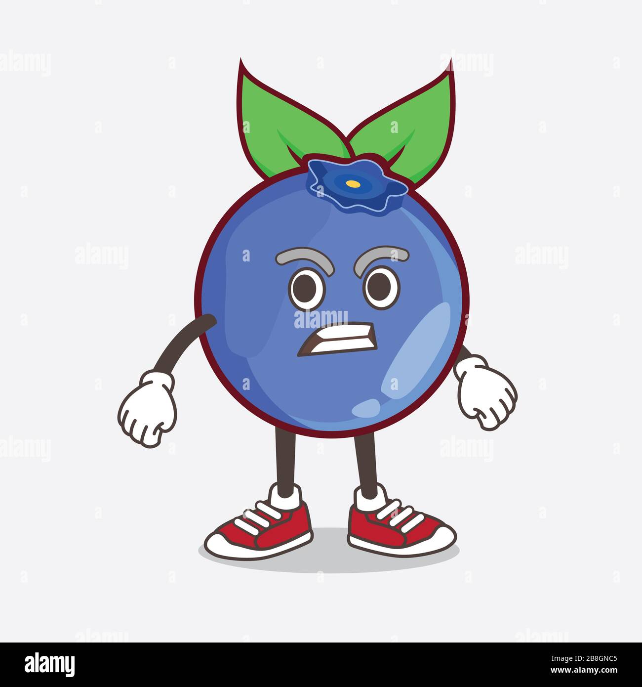 An illustration of Blueberry Fruit cartoon mascot character with angry ...