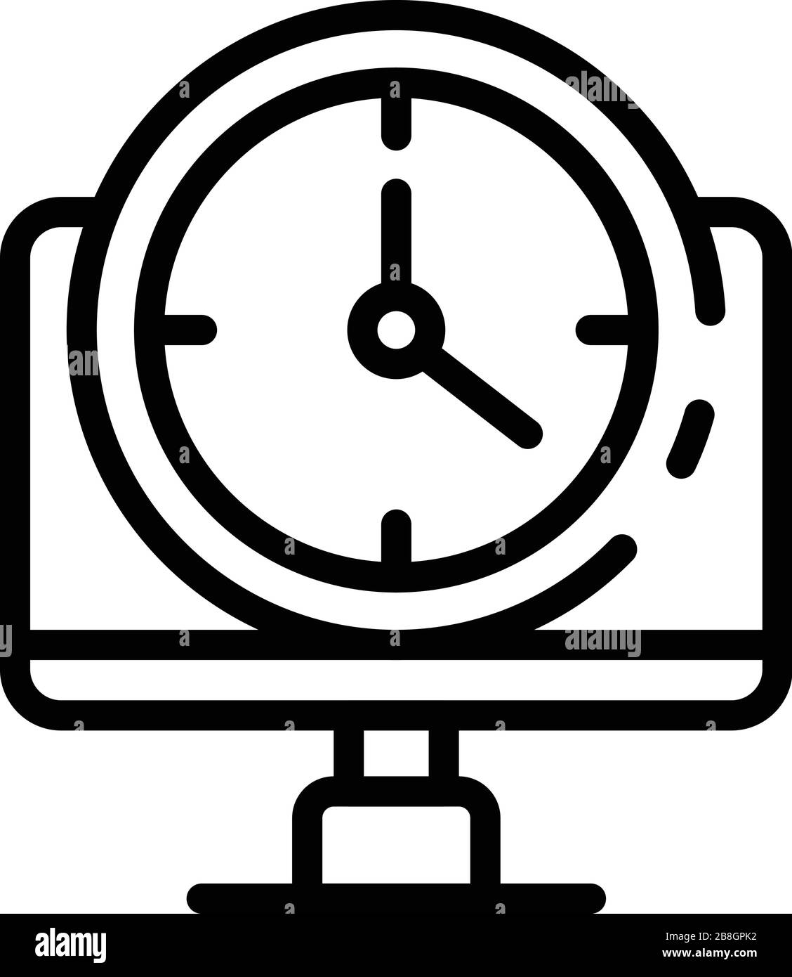 Clock on the monitor icon, outline style Stock Vector Image & Art - Alamy