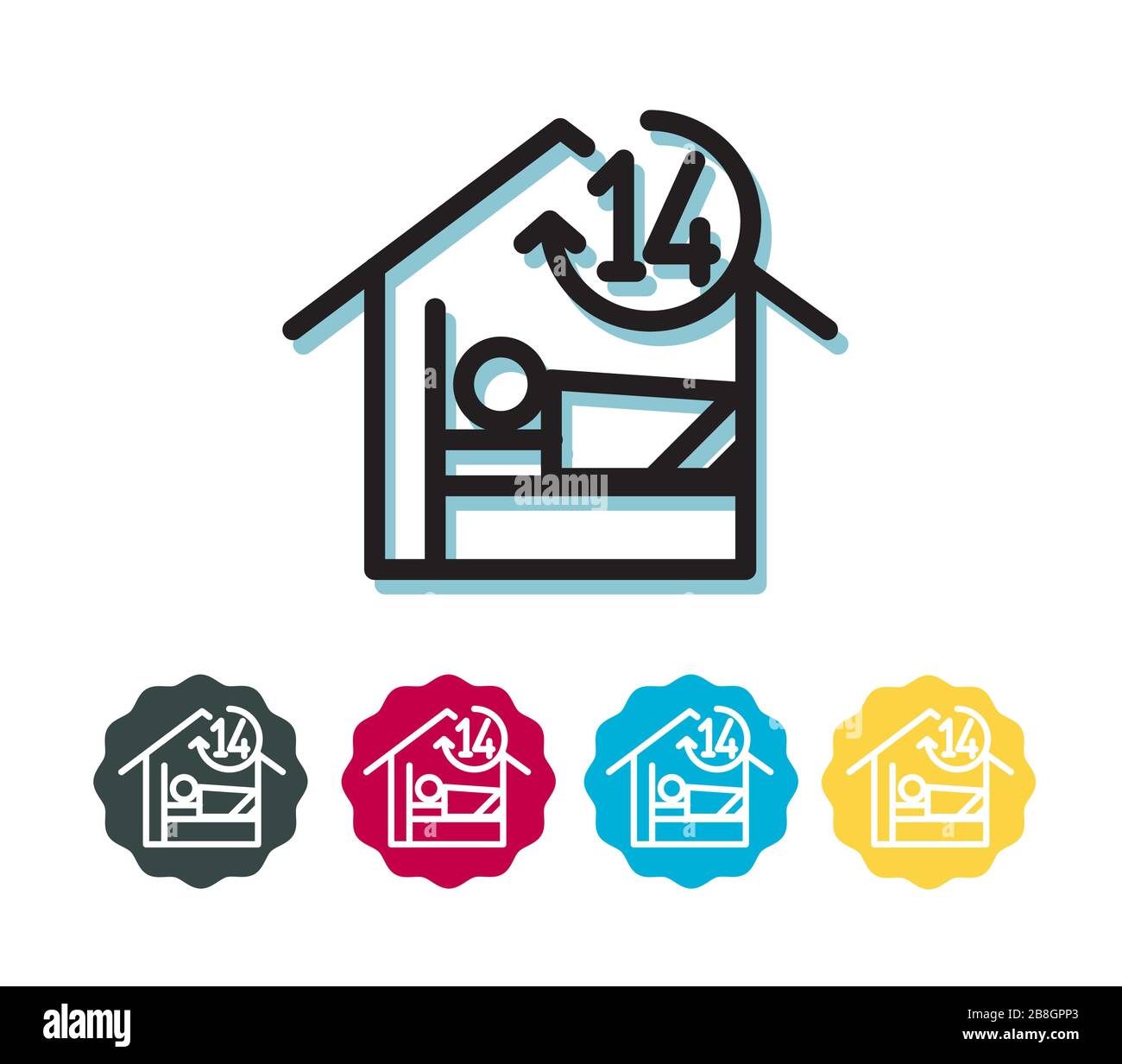 Self - Home Quantantine - 14 Days - Icon as EPS 10 File Stock Vector ...