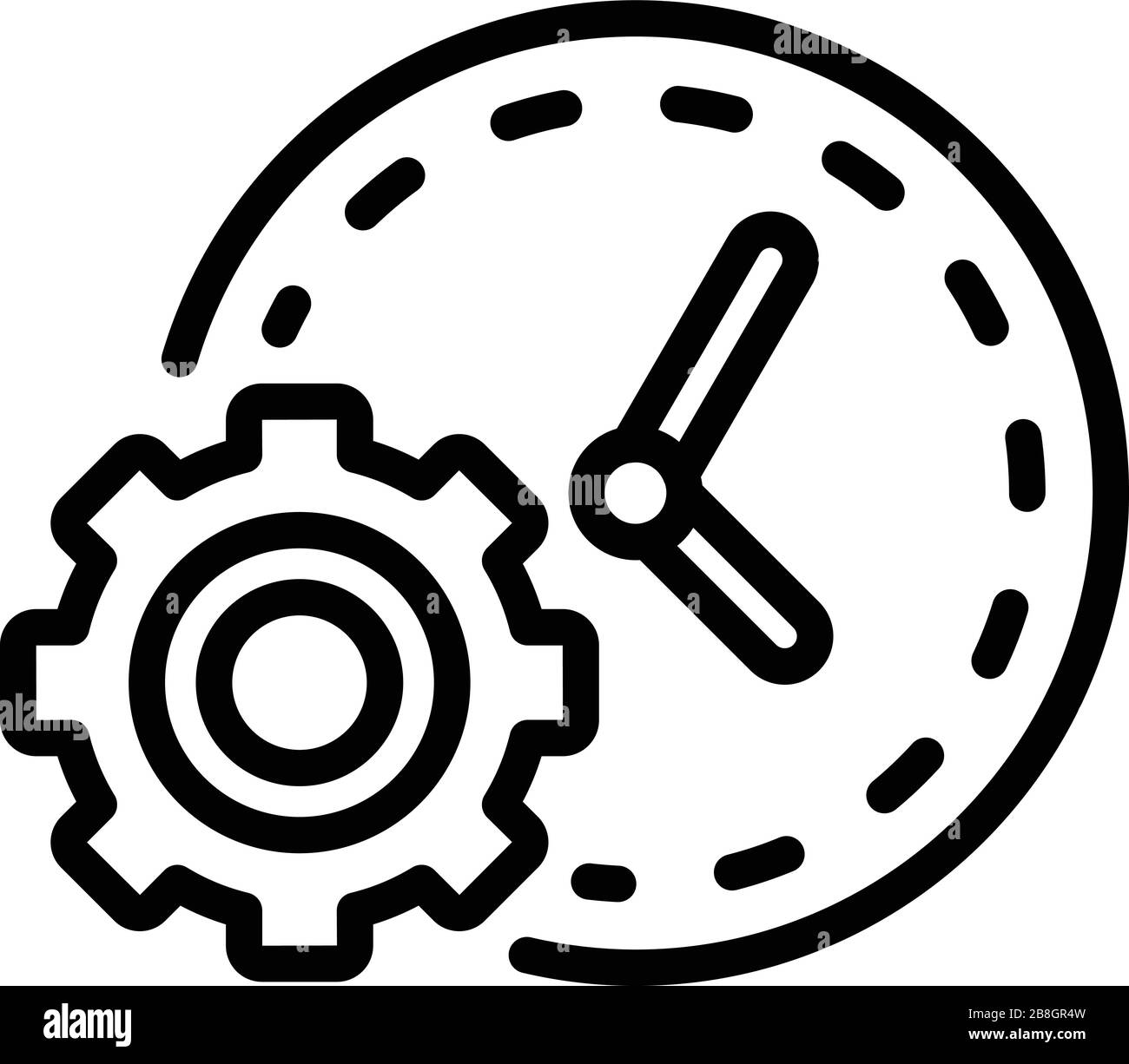 Clock and gear icon, outline style Stock Vector Image & Art - Alamy