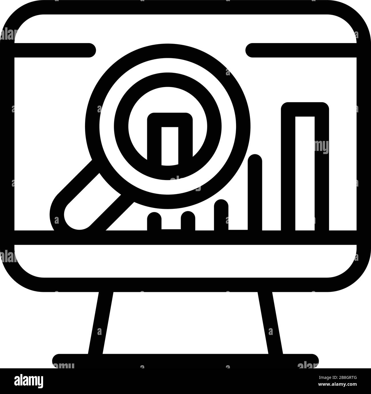 Magnifier on the monitor icon, outline style Stock Vector Image & Art ...