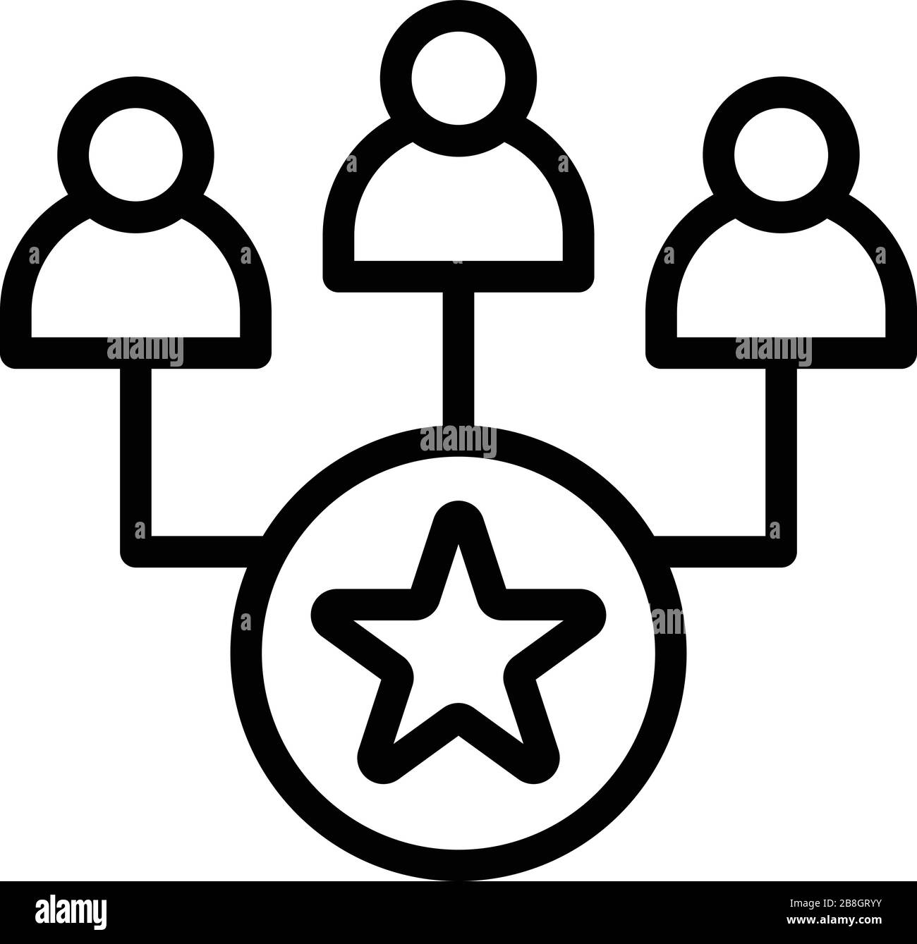 Star in a circle and people icon, outline style Stock Vector Image ...