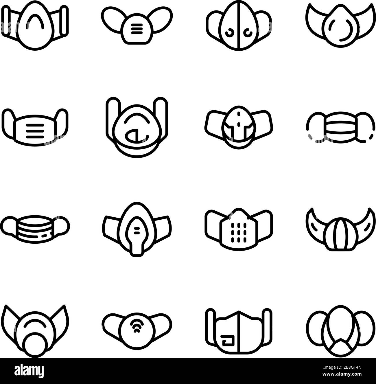 Medical mask icons set, outline style Stock Vector Image & Art - Alamy