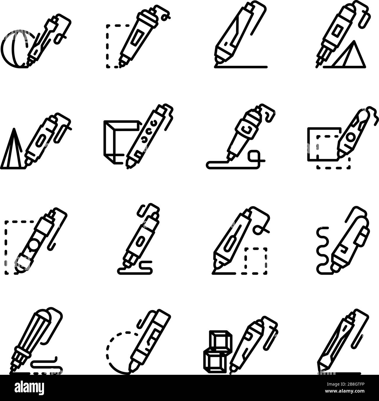 3d pen icons set, outline style Stock Vector Image & Art - Alamy