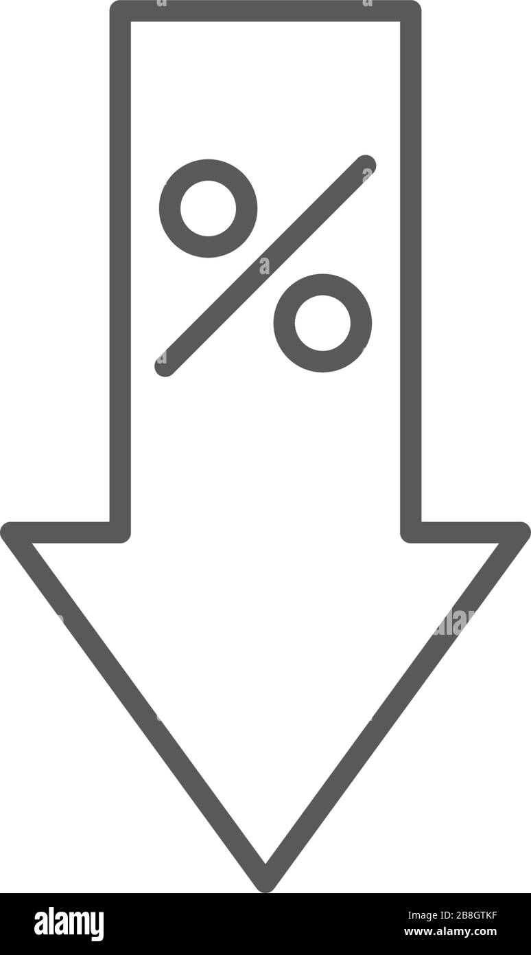 Percentage arrow down vector icon isolated on white background Stock ...