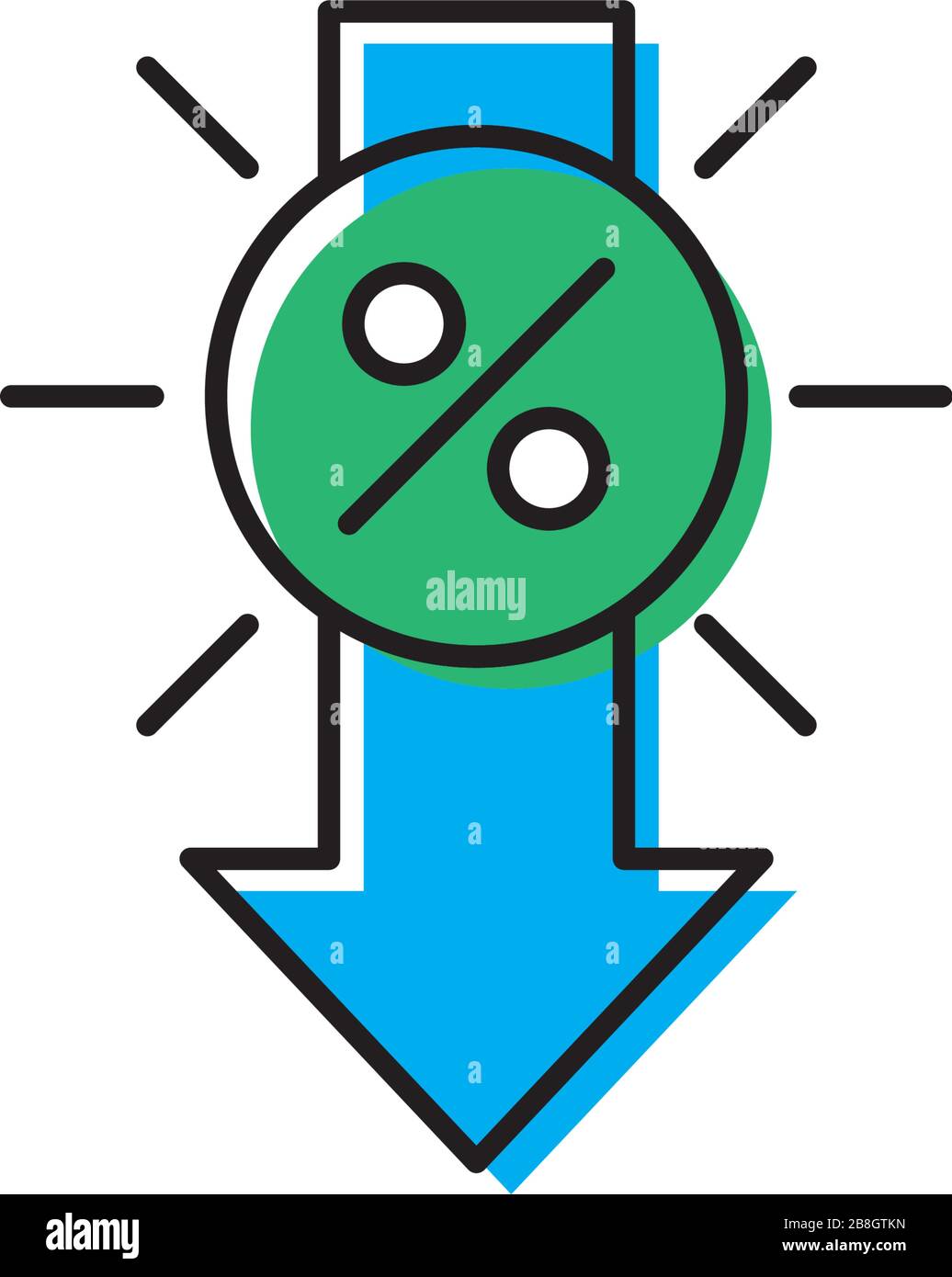 Percentage arrow down vector icon isolated on white background Stock ...