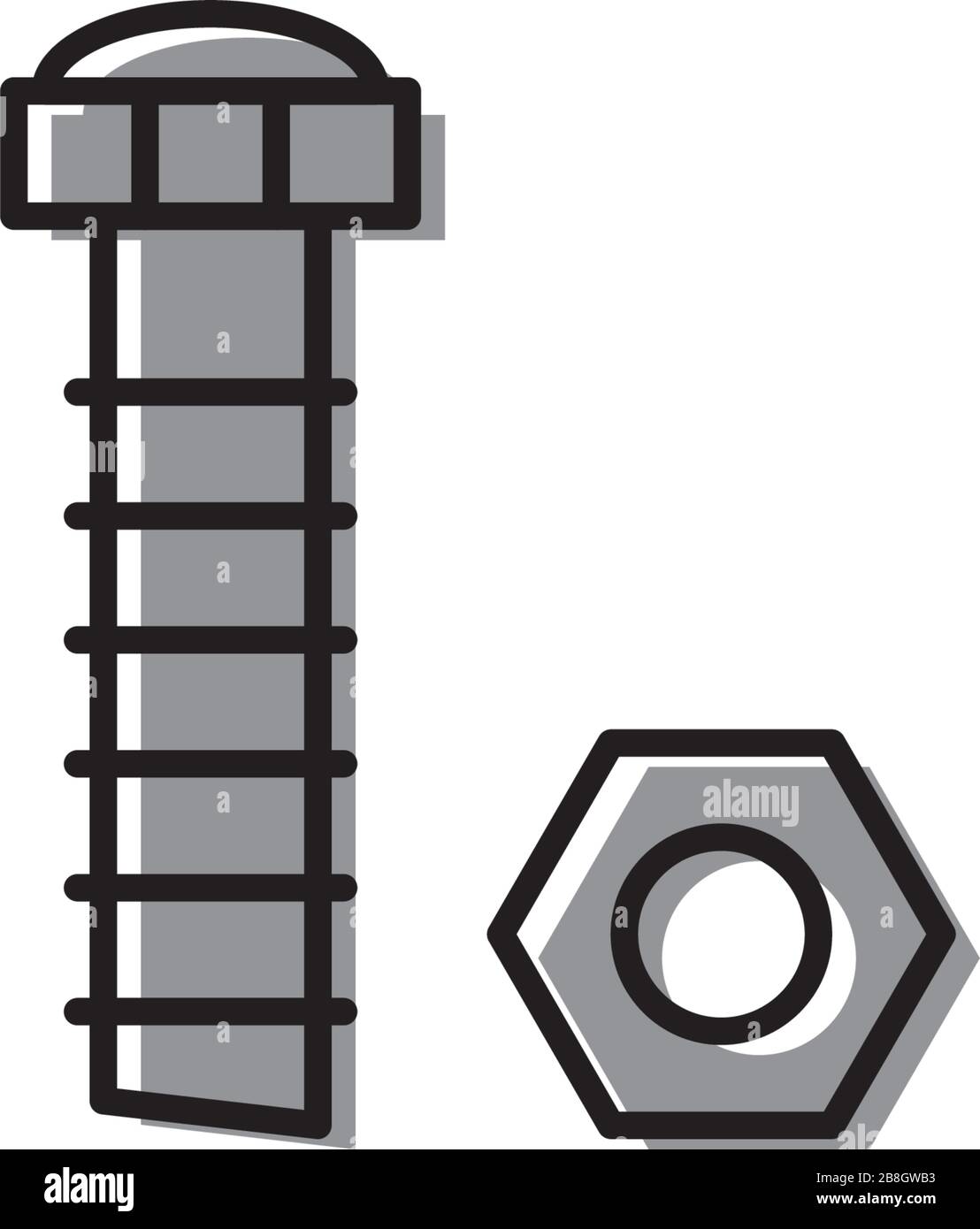 Nut and bolt vector icon isolated on white background Stock Vector ...