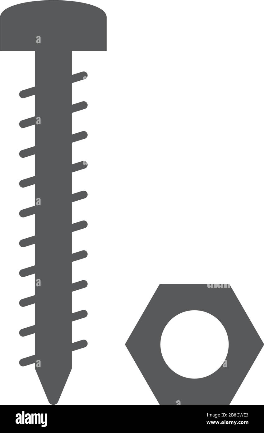 Nut and bolt vector icon isolated on white background Stock Vector ...