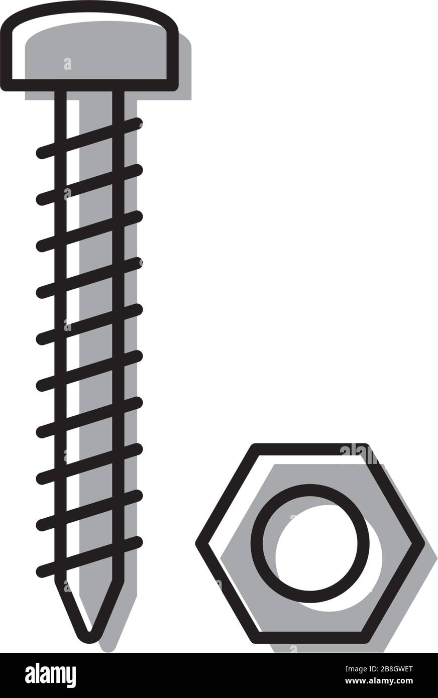 Nut and bolt vector icon isolated on white background Stock Vector ...