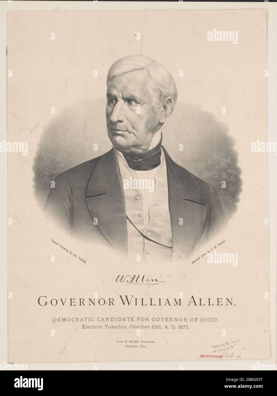 Governor William Allen, Democratic candidate for governor of Ohio ...