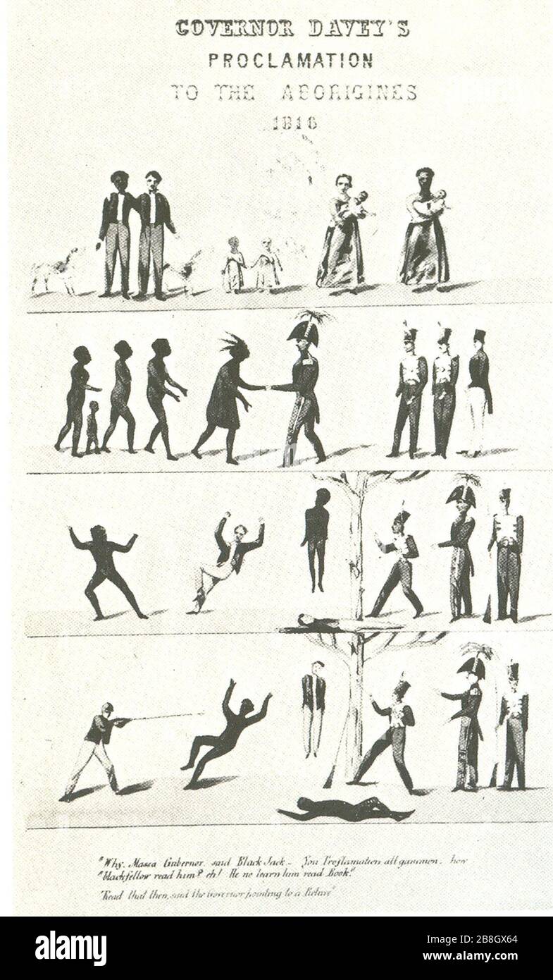 Governor Thomas Davey 1816 proclamation to aborigines Stock Photo - Alamy