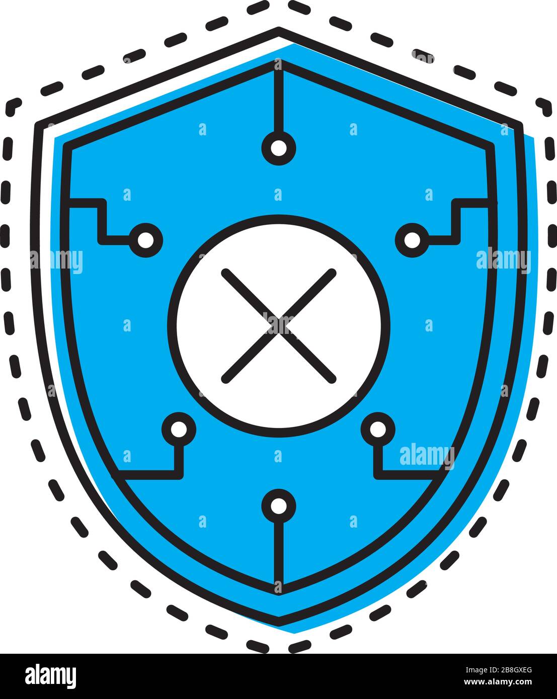 Blocked security shield vector icon isolated on white background Stock ...
