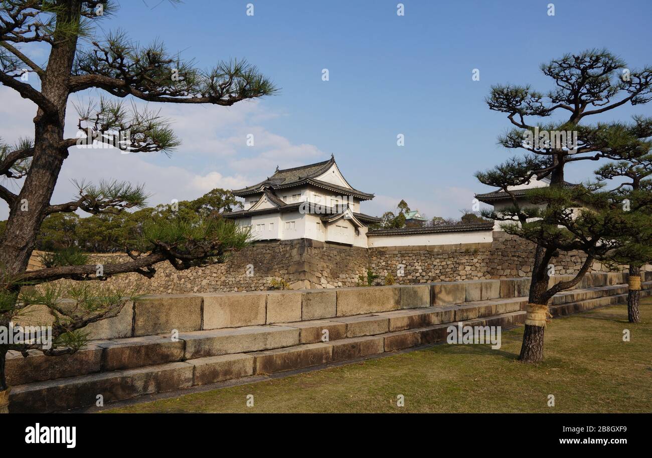 Fortification in Osaka castle Japan Stock Photo - Alamy