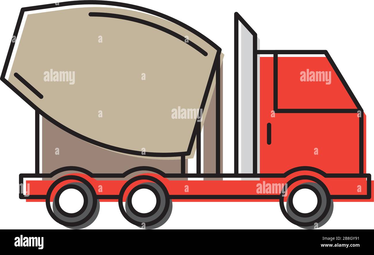Concrete mixer truck vector icon isolated on white background Stock ...