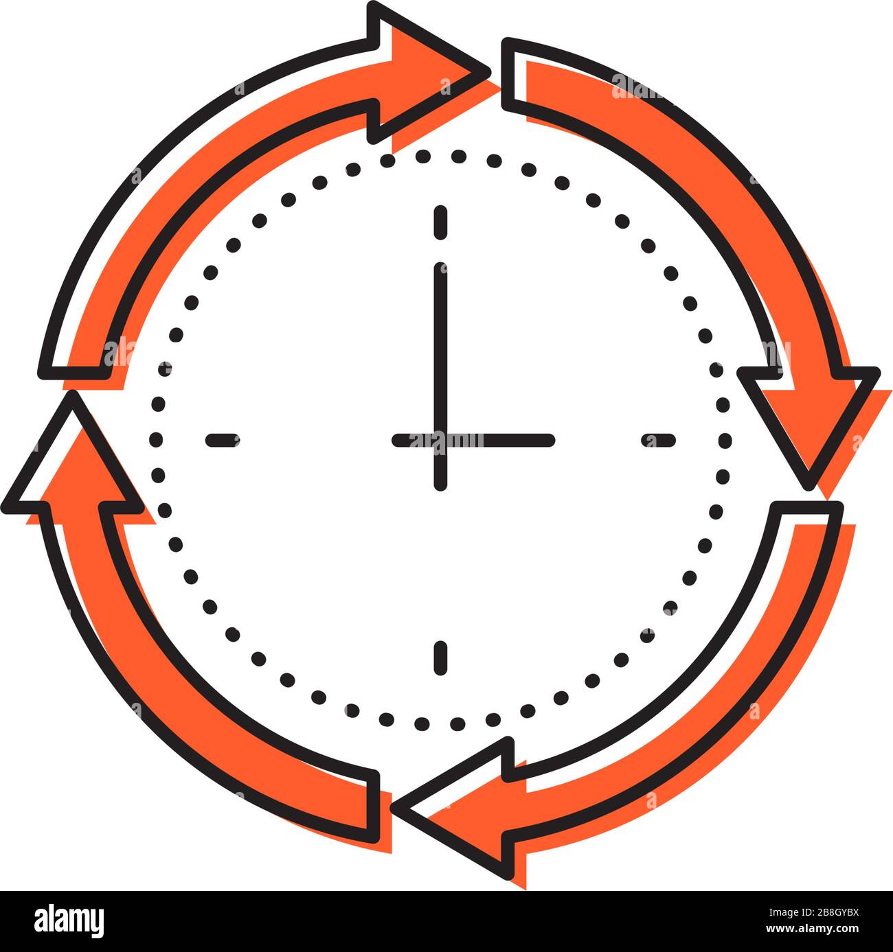 Clock and circular arrow vector icon isolated on white background Stock ...