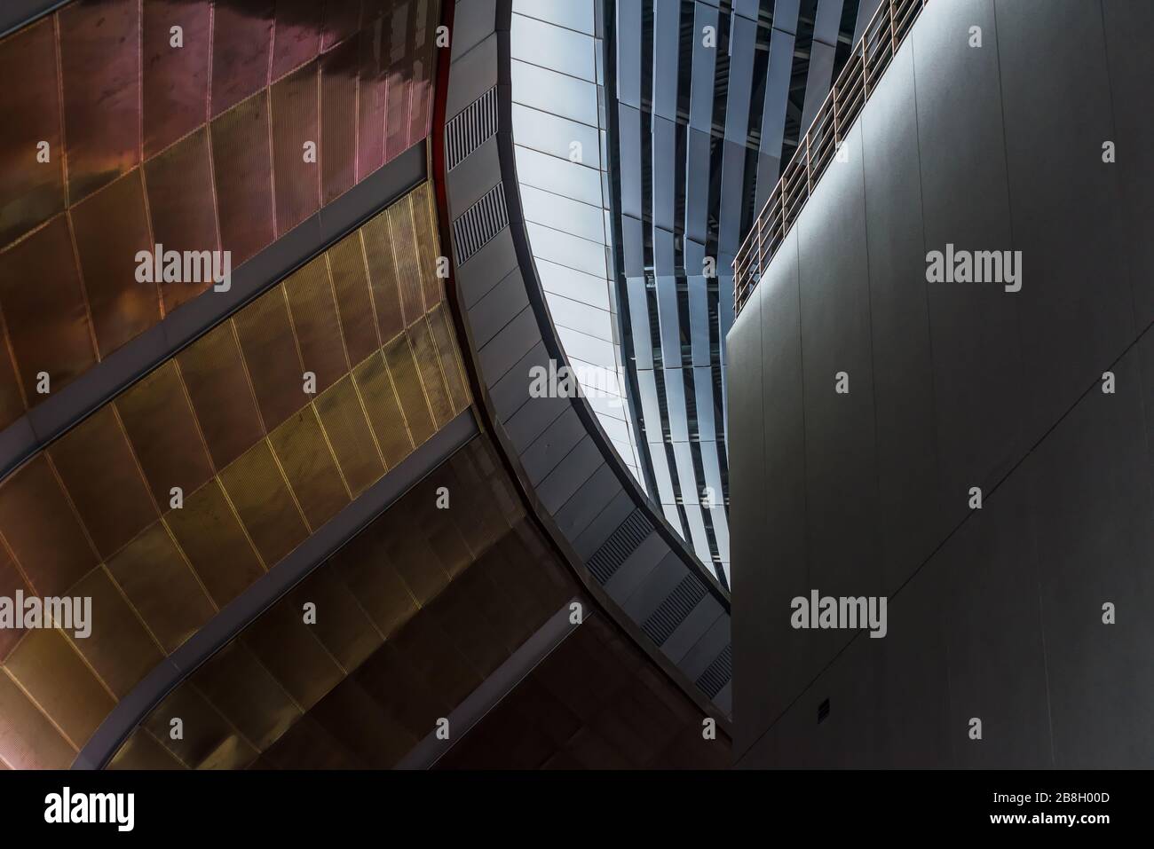 Abstract view of a building with colorful LED light reflection Stock ...
