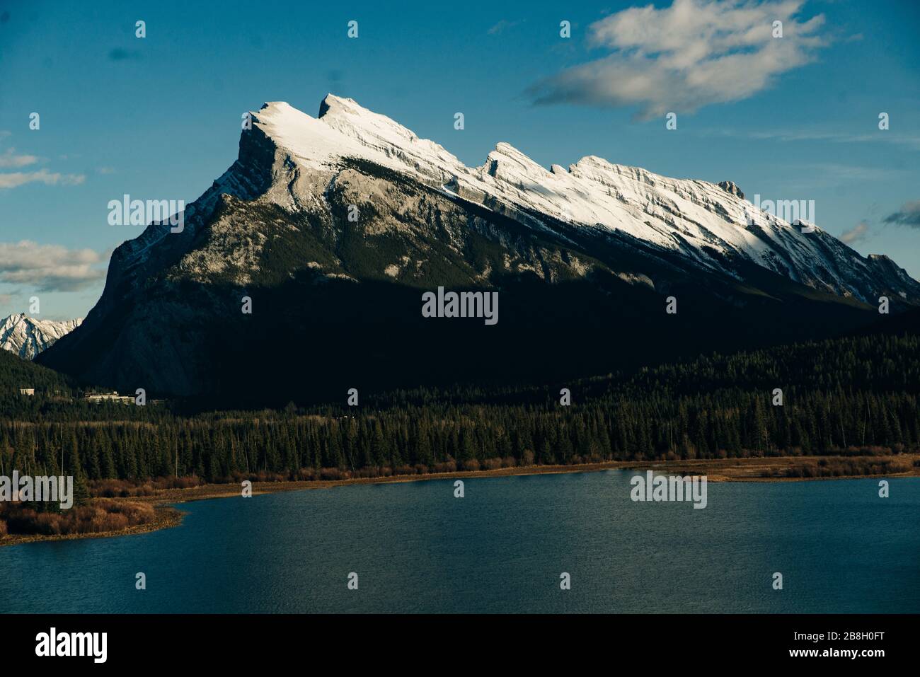 Snowy winter scenery in the Canadian Rocky Mountains - Mount Rundle and ...