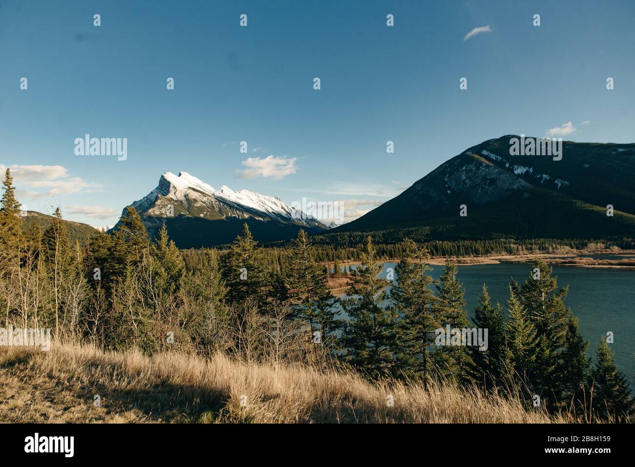 Snowy winter scenery in the Canadian Rocky Mountains - Mount Rundle and ...