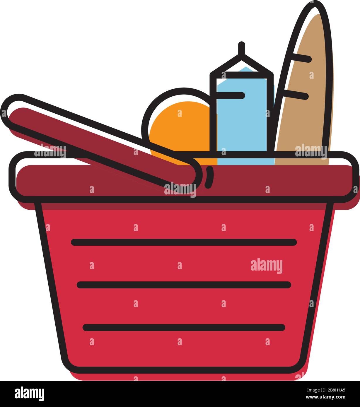 Grocery shopping basket vector icon symbol isolated on white background ...