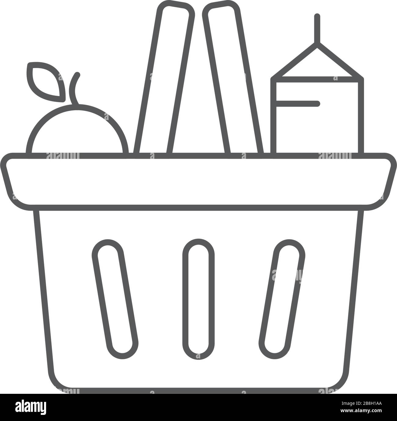 Grocery shopping basket vector icon symbol isolated on white background ...