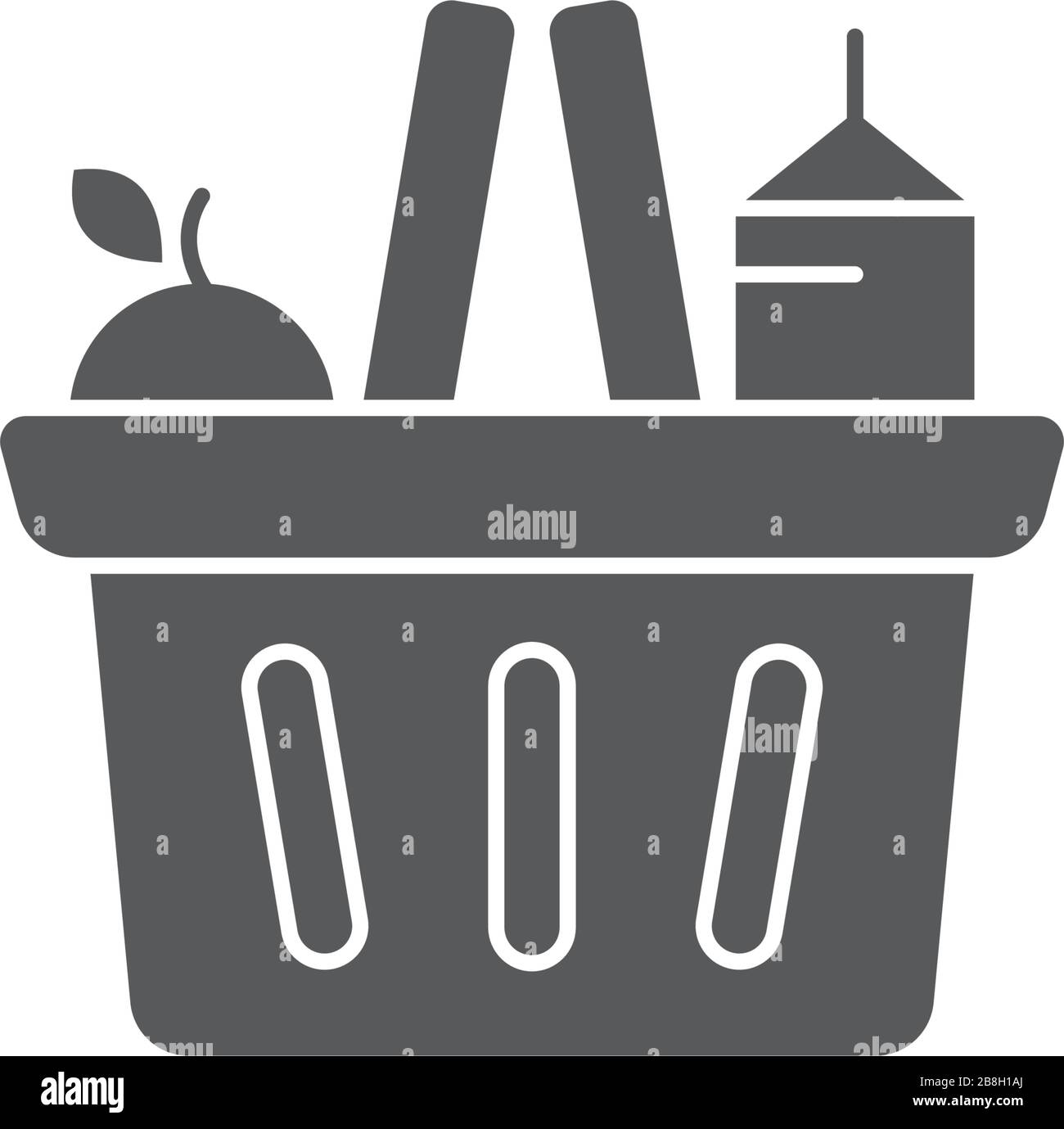 Grocery shopping basket vector icon symbol isolated on white background ...