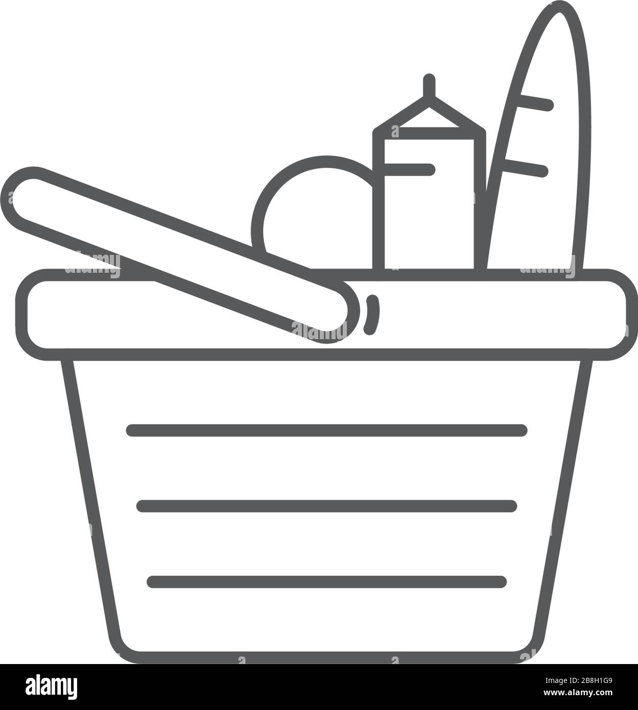 Grocery shopping basket vector icon symbol isolated on white background ...