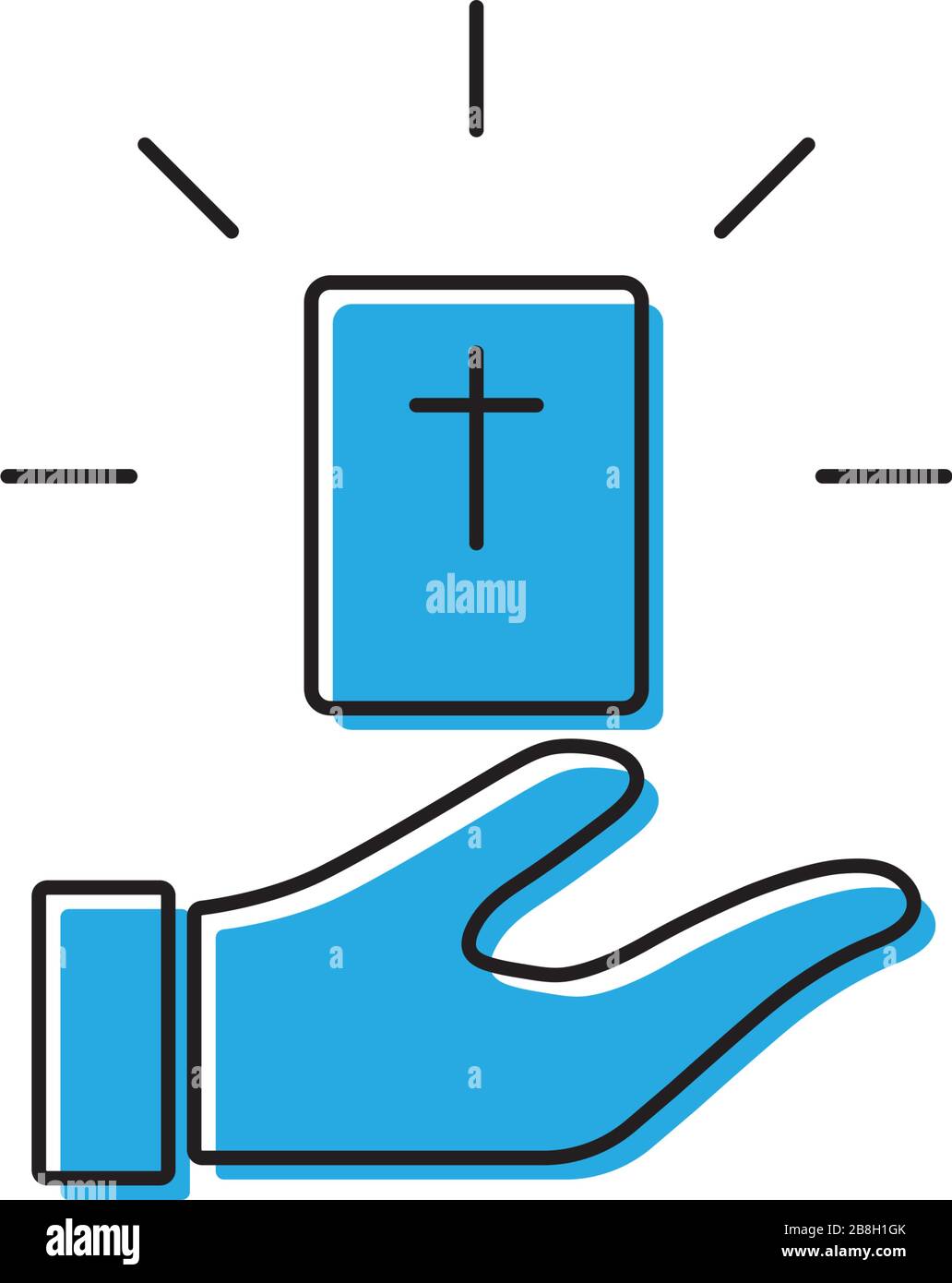 Hand give bible book vector icon symbol isolated on white background ...