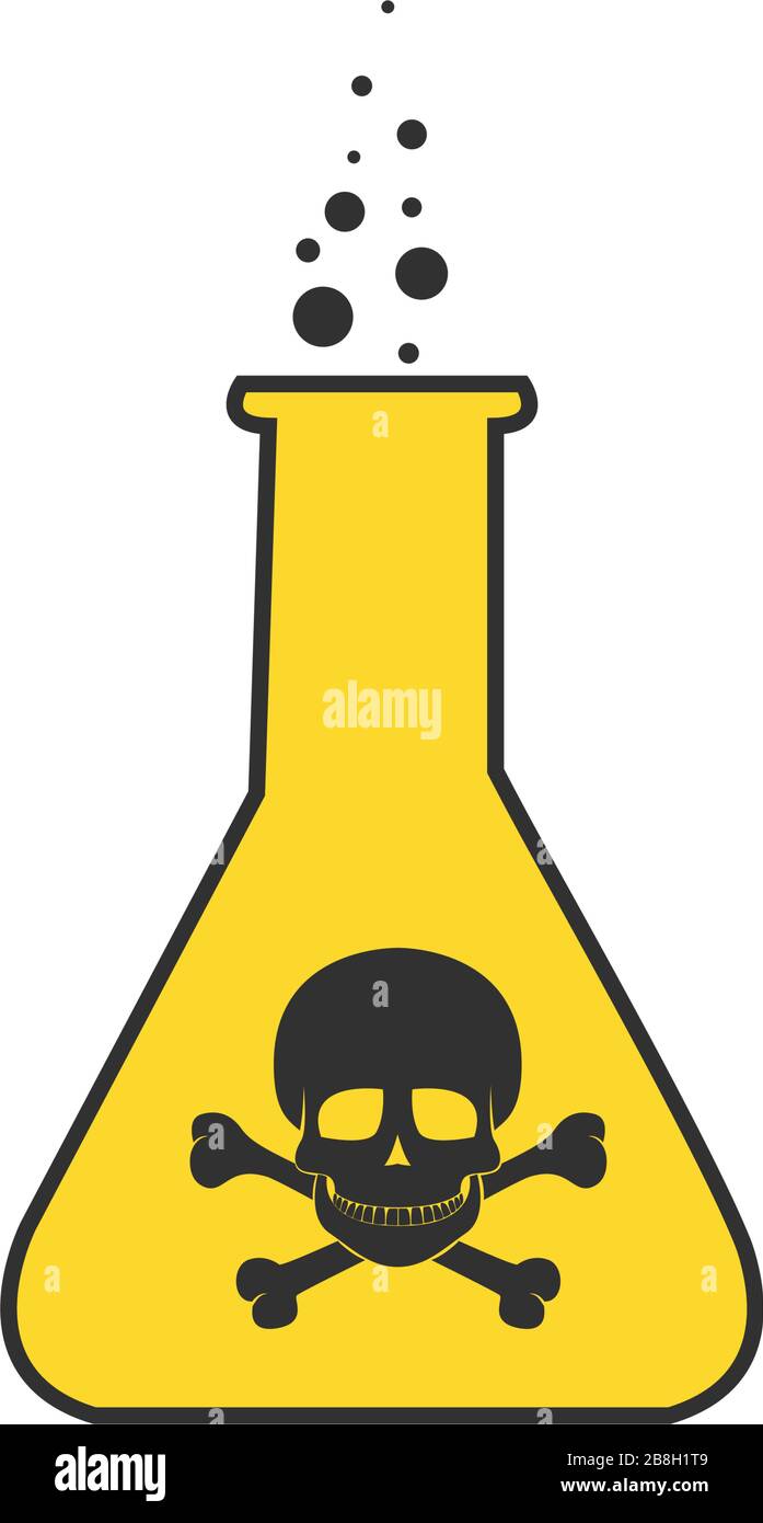 Yellow chamical tube with a poisonous liquid and toxic sign. Stock ...