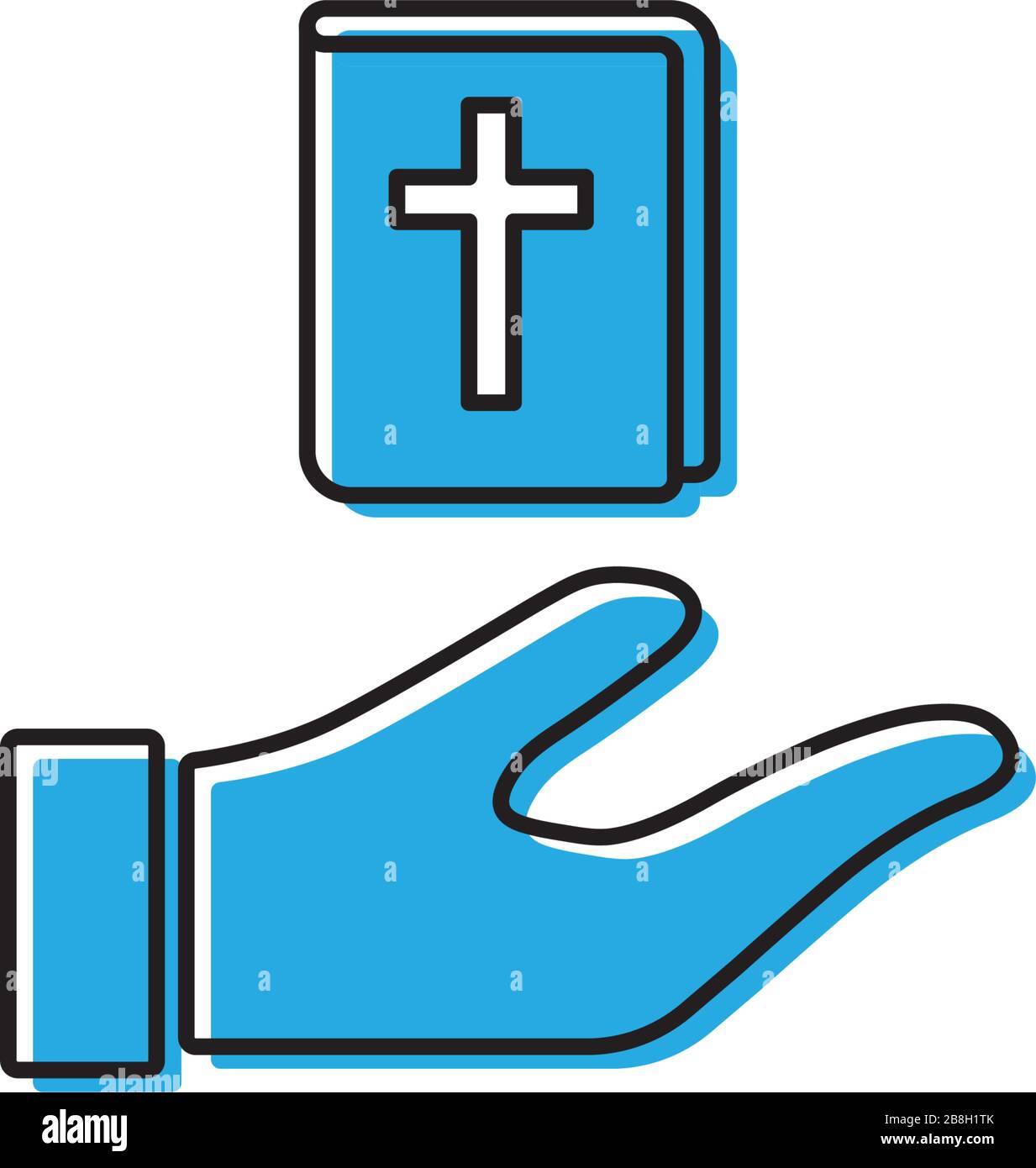 Hand give bible book vector icon symbol isolated on white background ...
