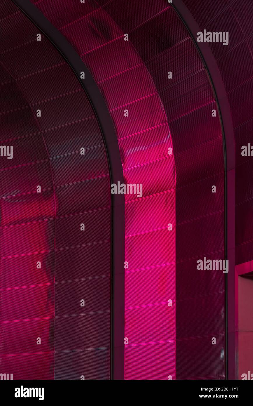 Abstract view of a building with colorful LED light reflection Stock ...