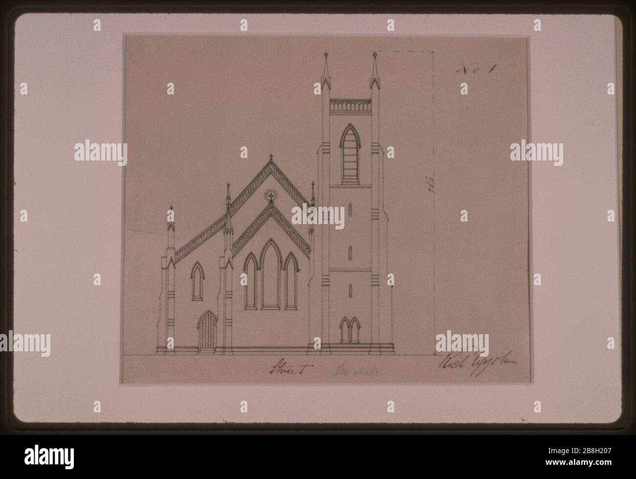 Grace Church (Brooklyn, New York). Front elevation) - Rich Upjohn Stock ...