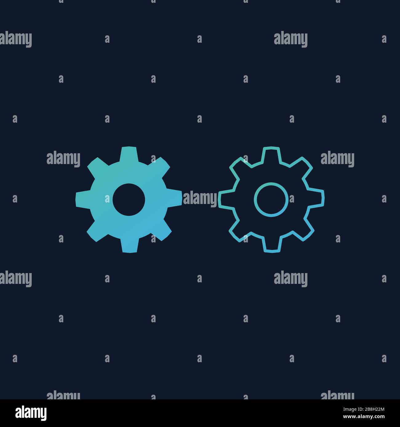 cogwheel mechanism icon. outline gear icon. mechanism concept. Stock ...