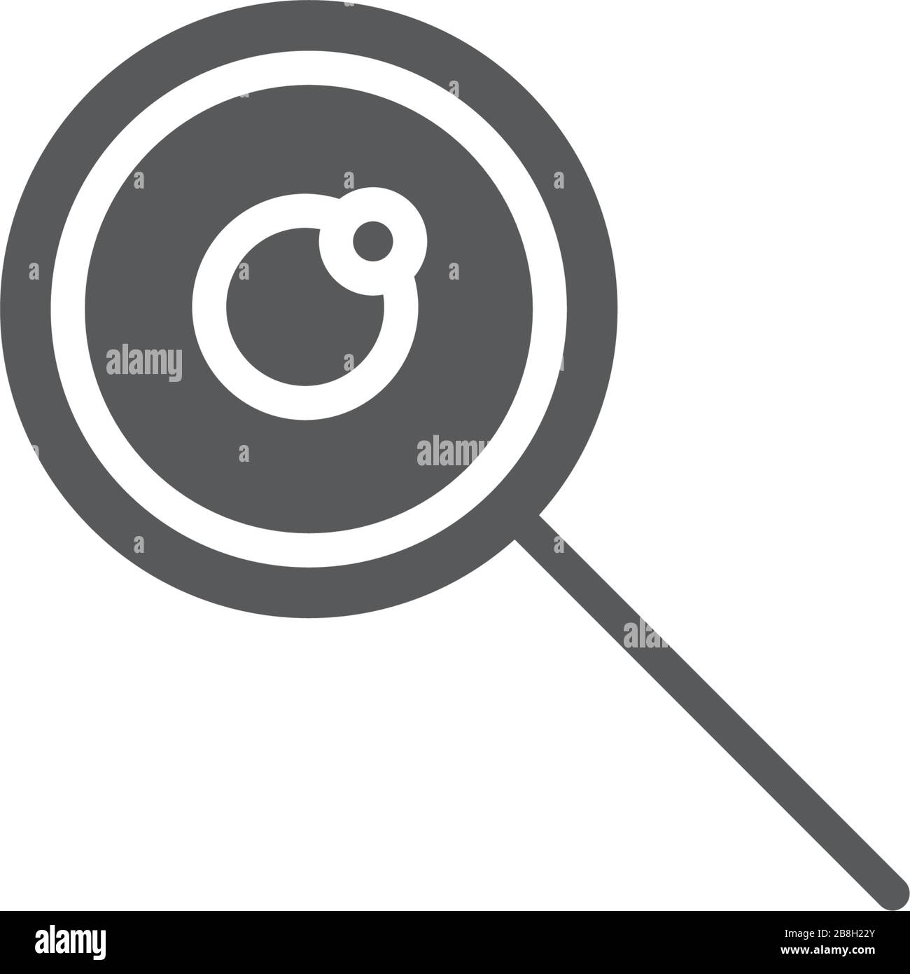 Magnifier with eye vector icon symbol isolated on white background ...