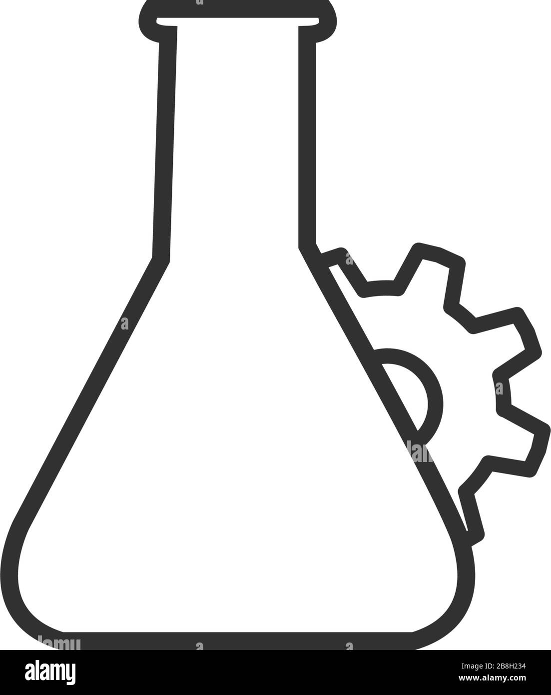 laboratory chemistry equipment, test tube with mechanical gear icon ...