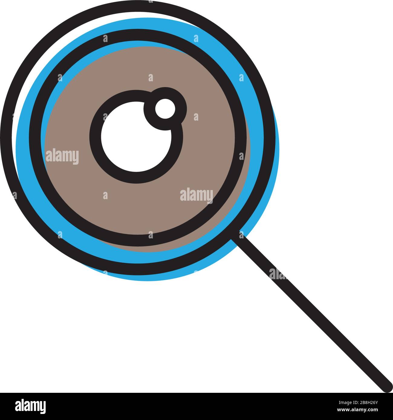 Magnifier with eye vector icon symbol isolated on white background ...