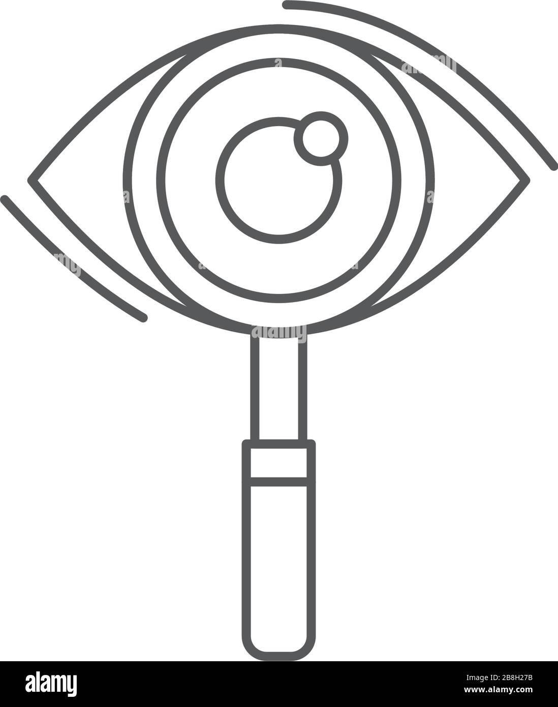 Magnifier with eye vector icon symbol isolated on white background ...