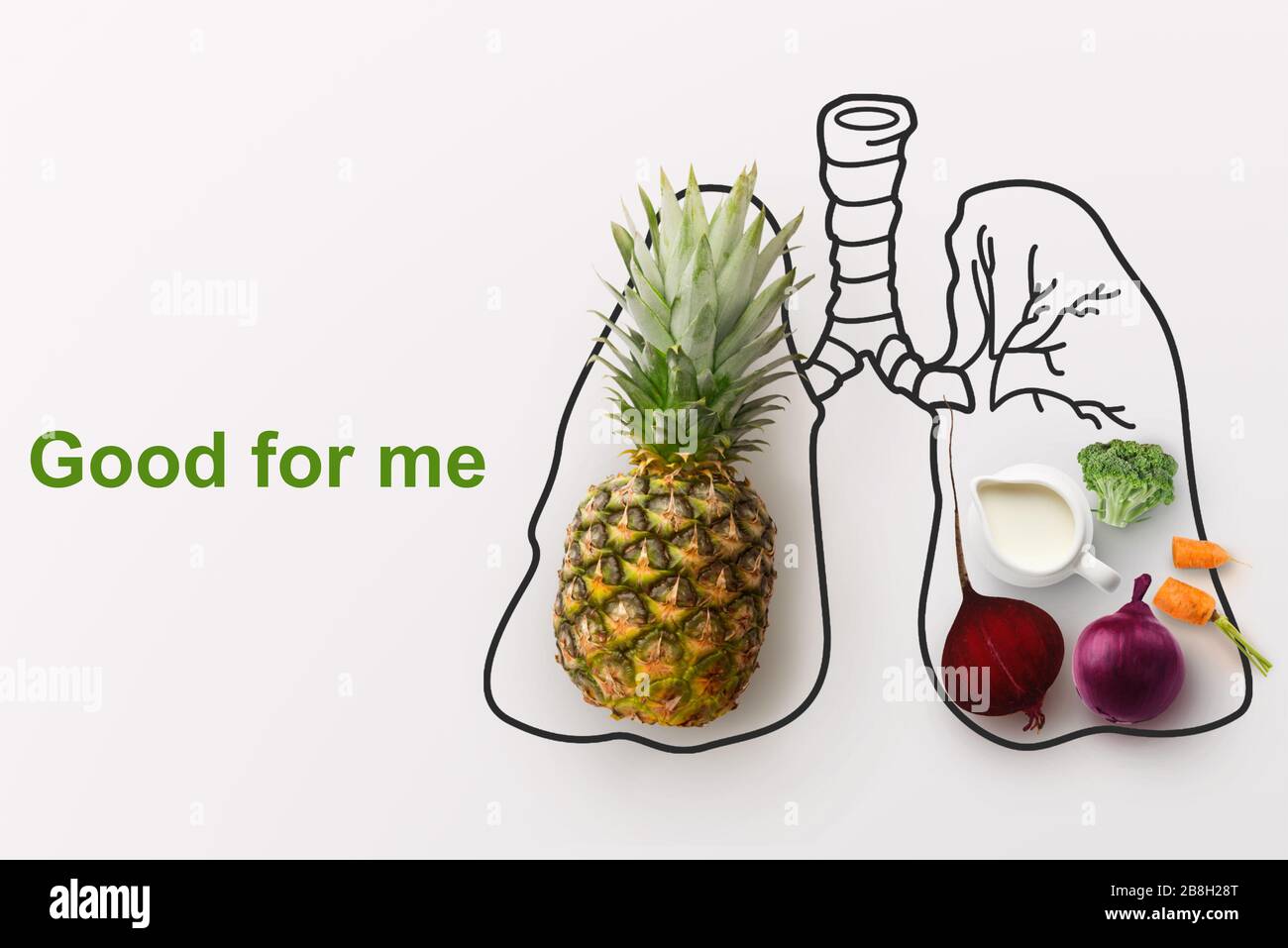 Human body and nutrition. Creative composition with healthy food and ...