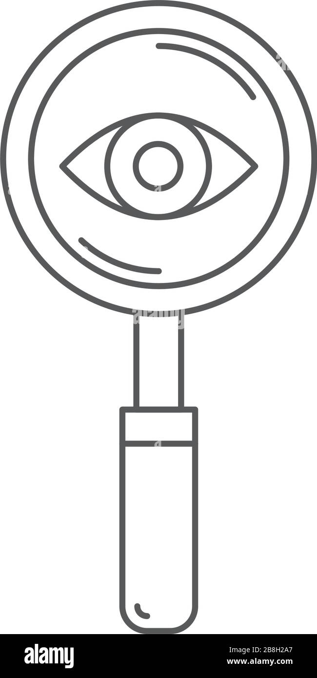 Magnifier with eye vector icon symbol isolated on white background ...