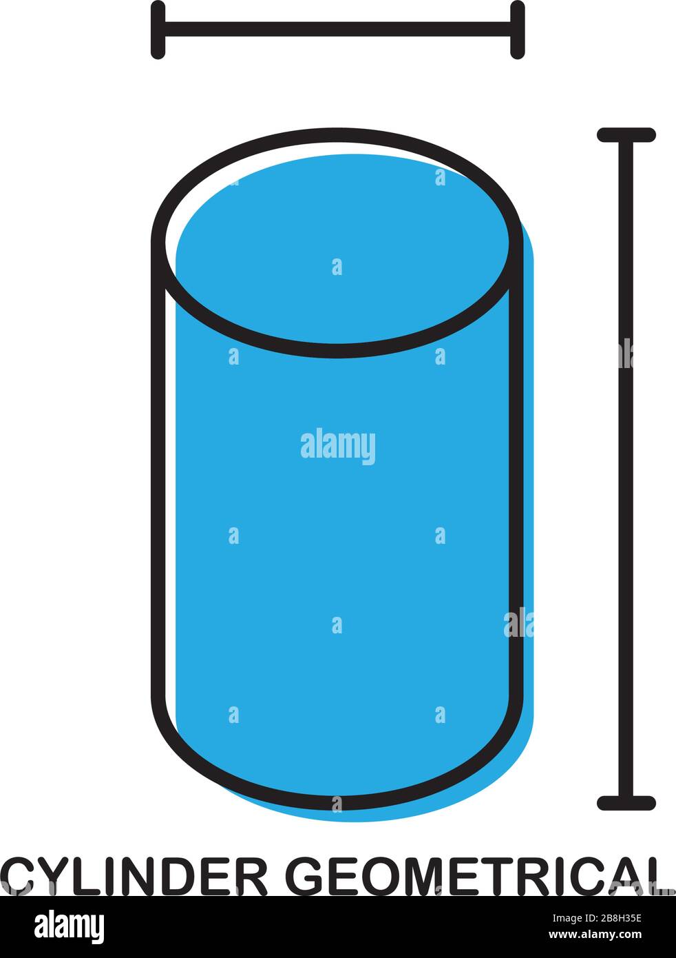 Cylinder geometrical figure vector icon isolated on white background ...