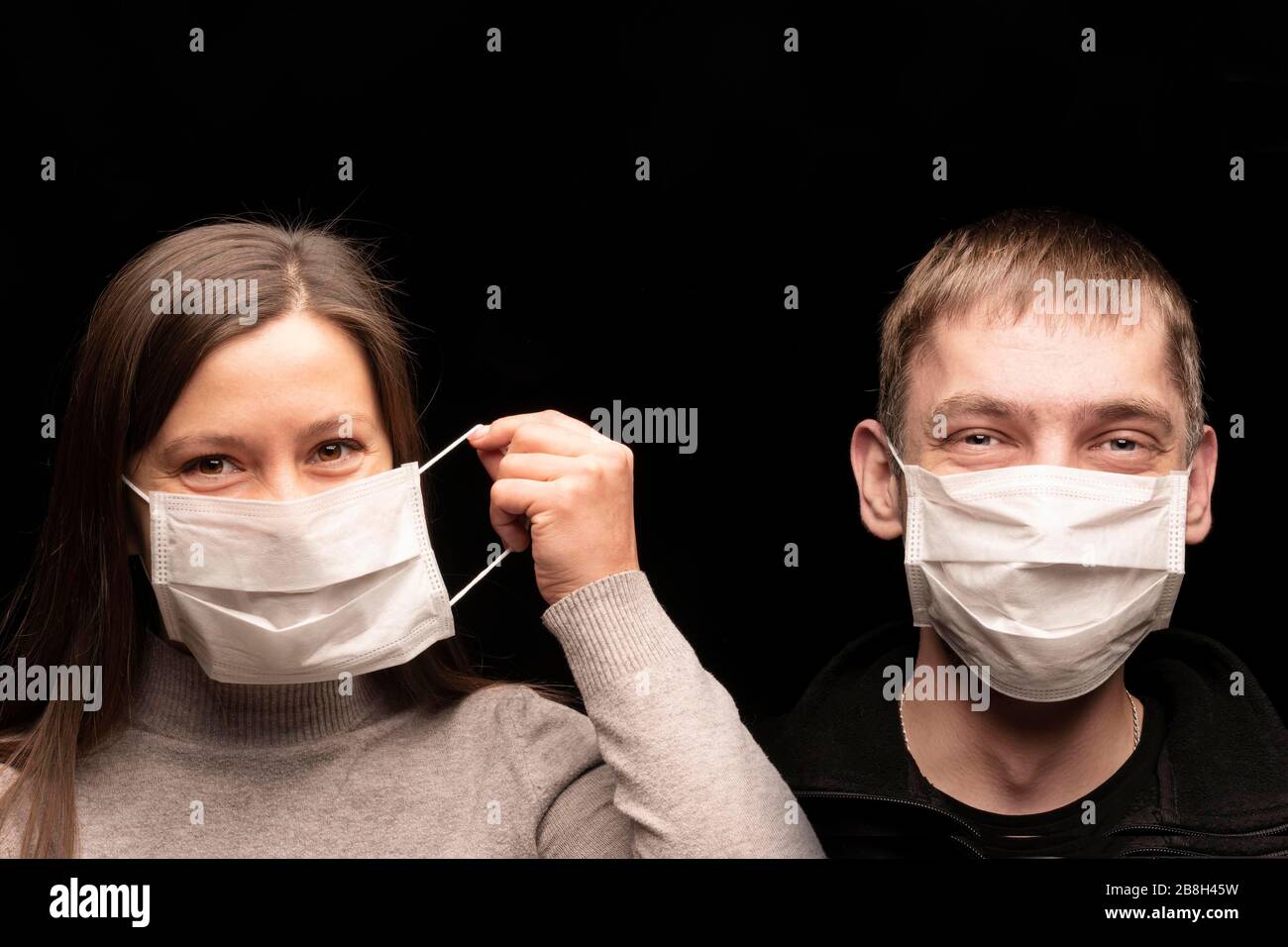 Woman smile mask frown hi-res stock photography and images - Alamy
