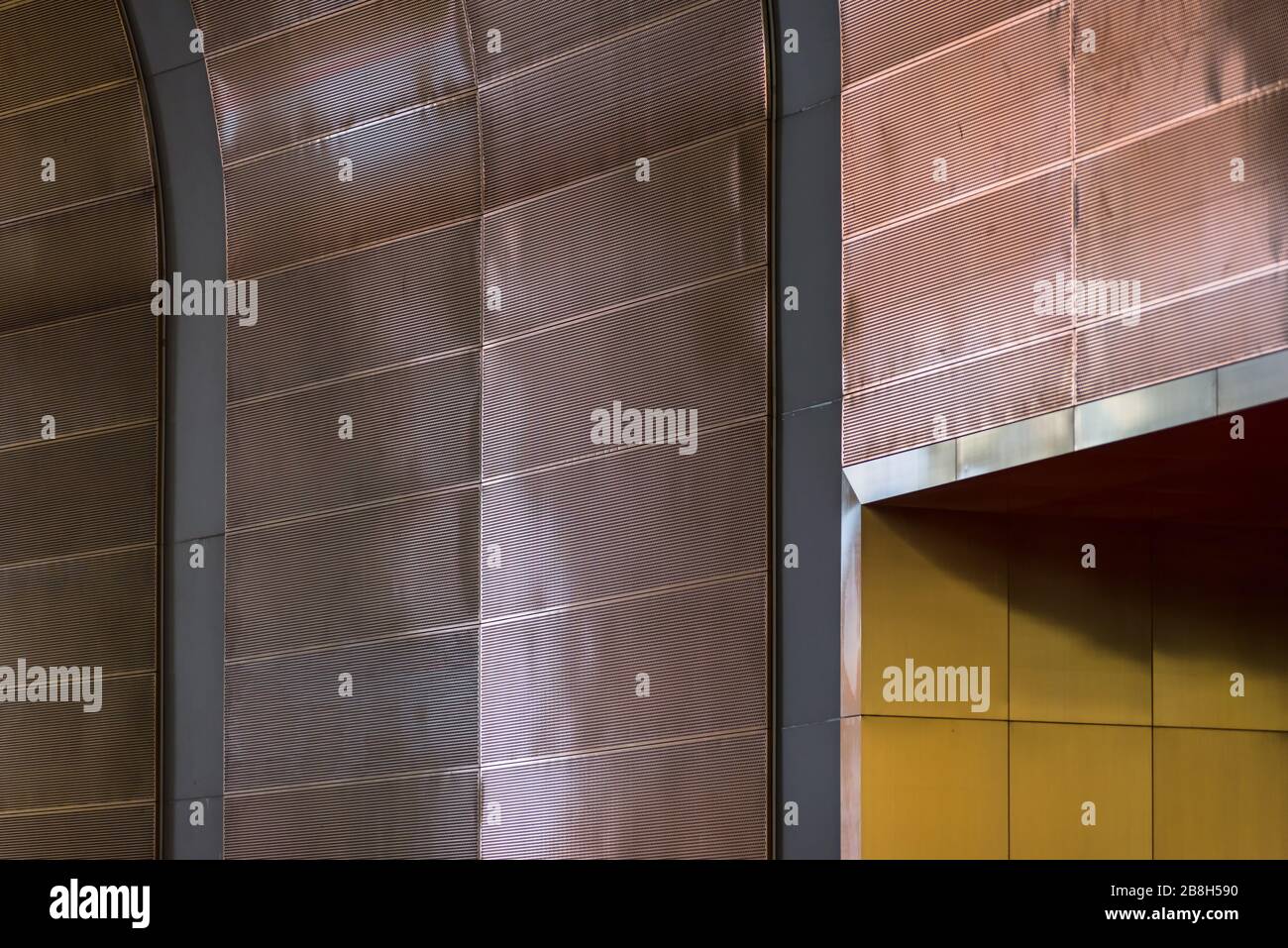 Abstract view of a building with colorful LED light reflection Stock ...