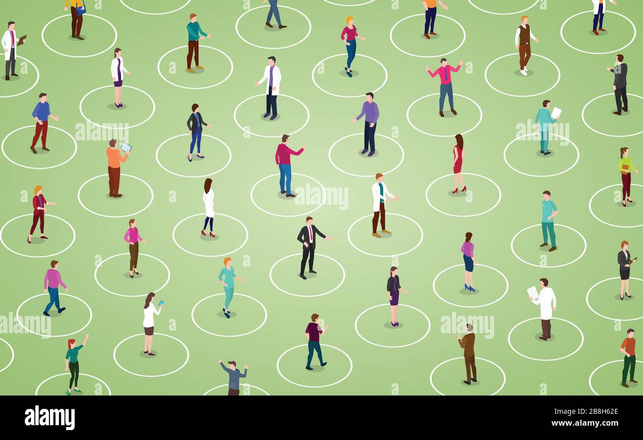 social distancing concept for preventing corona virus covid-19 with ...