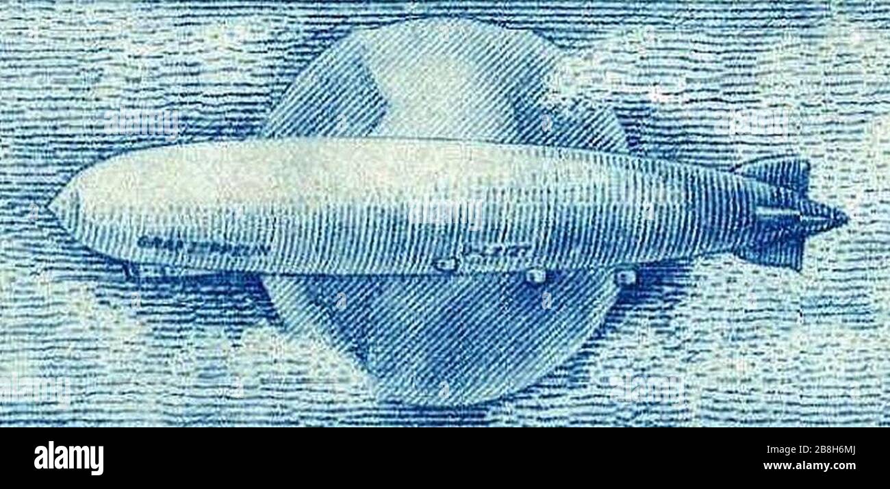 Graf Zeppelin LZ-127 art detail in 1930 from- Graf Zeppelin stamp $2 60 1930 issue (cropped ...