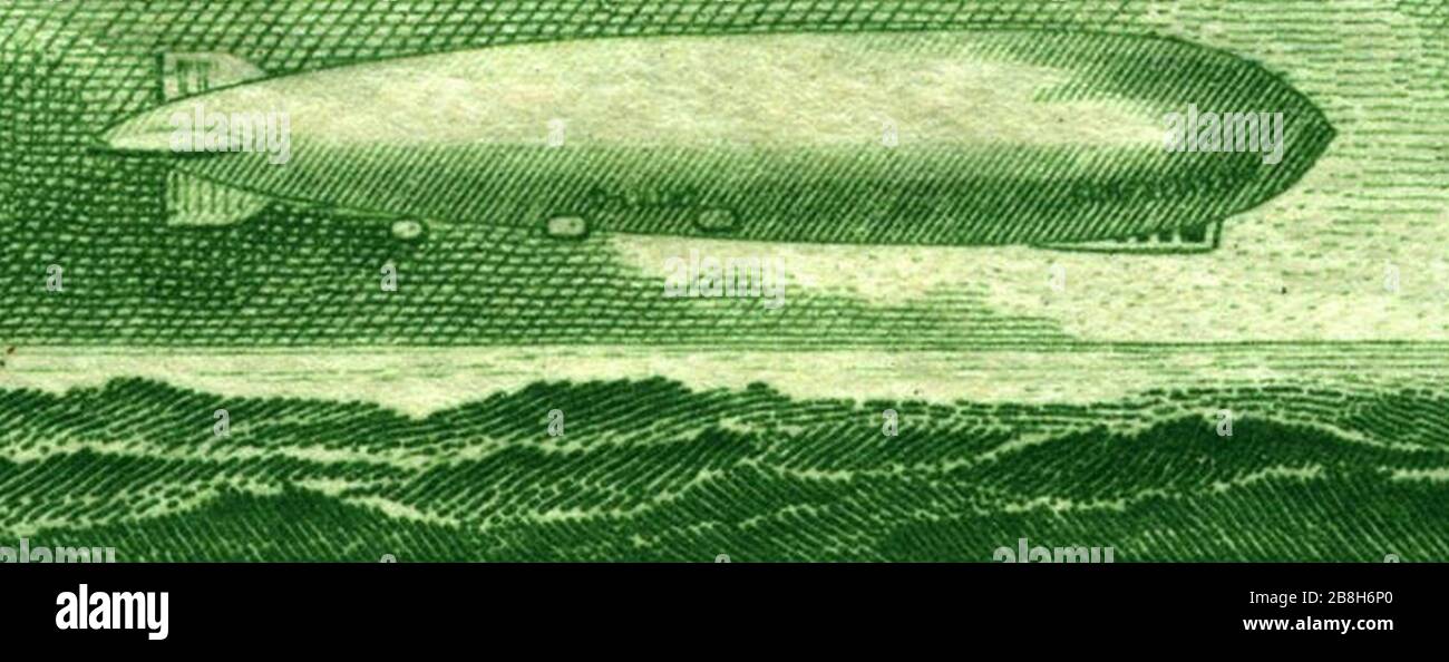 Graf Zeppelin LZ-127 art detail in 1930 from- Graf Zeppelin stamp 65c ...