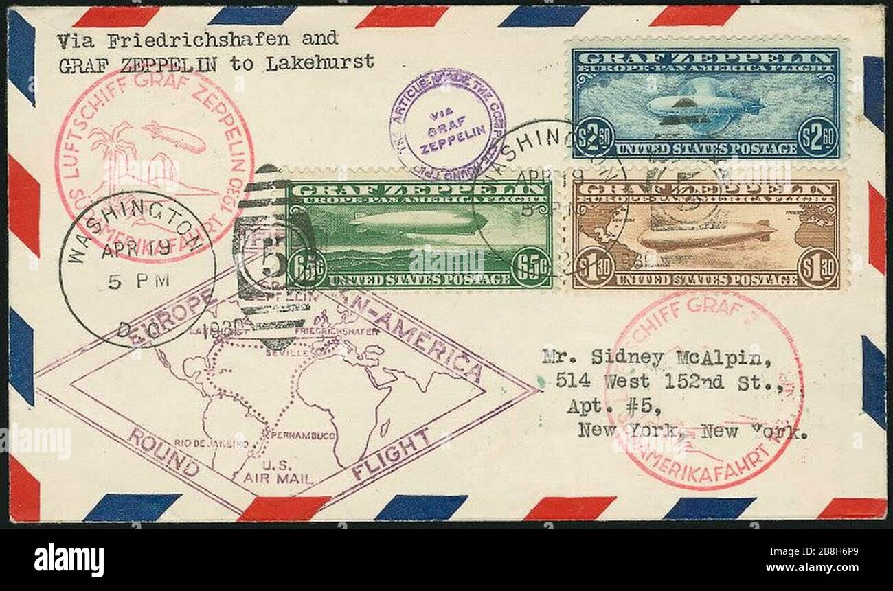 Graf Zeppelin stamps on cover2 1930 Stock Photo - Alamy