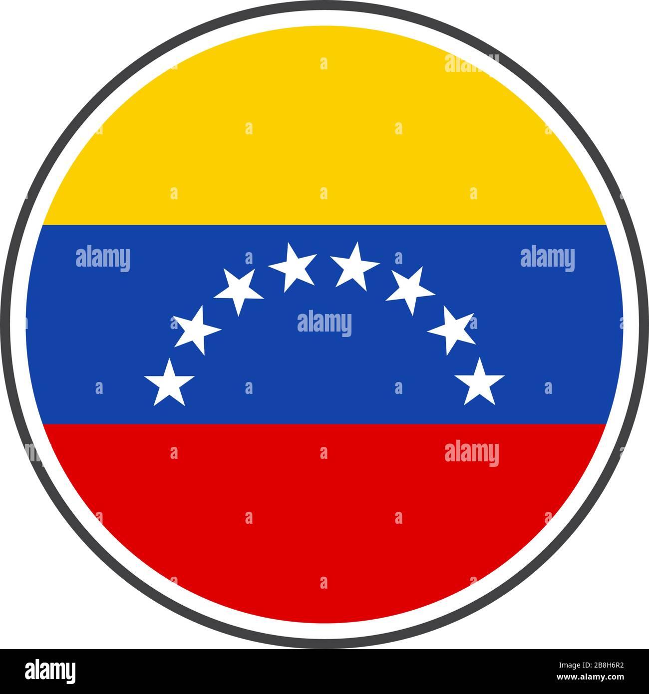 Circle venezuela flag with grey border vector illustration isolated on ...
