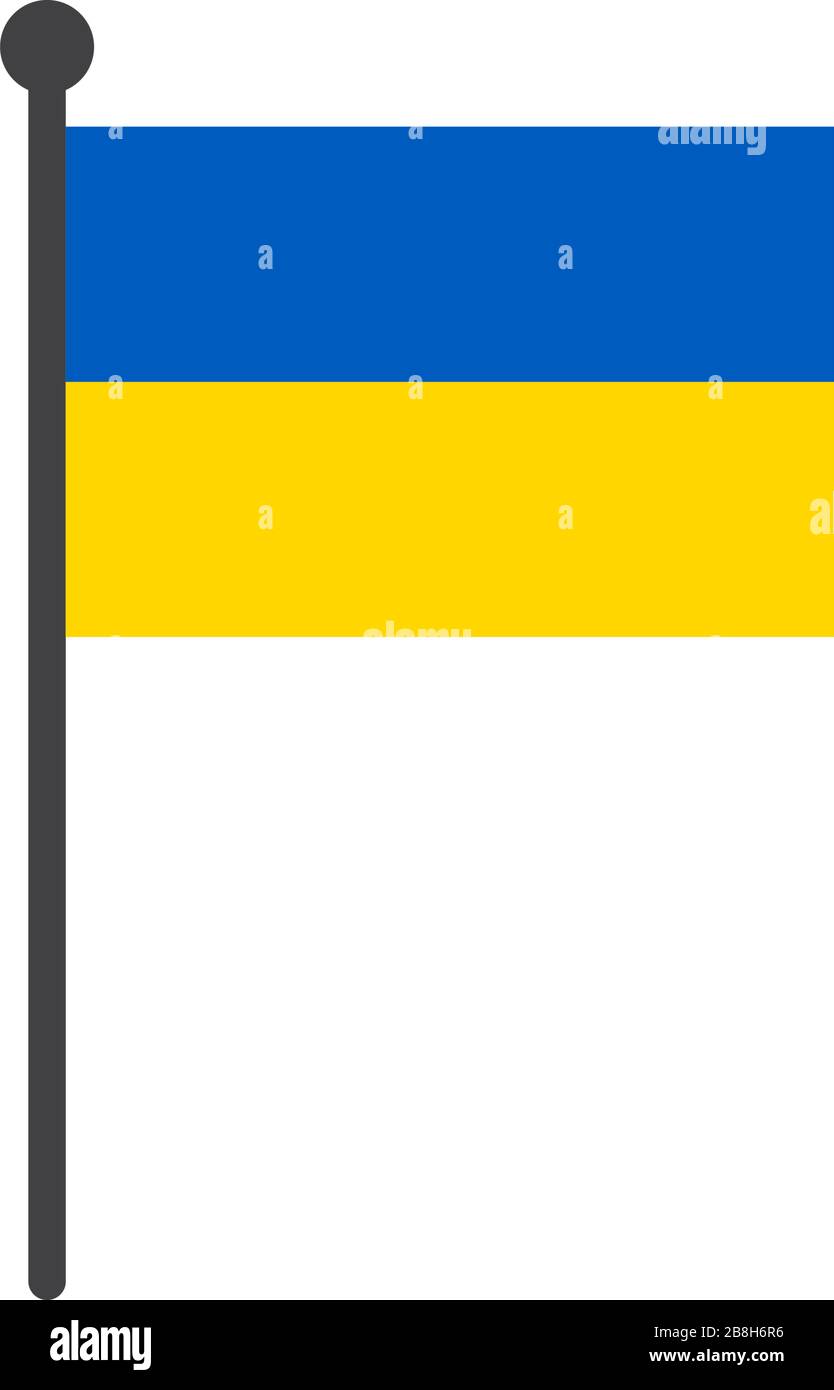 simple flat ukraine flag vector illustration with flagpole isolated on ...