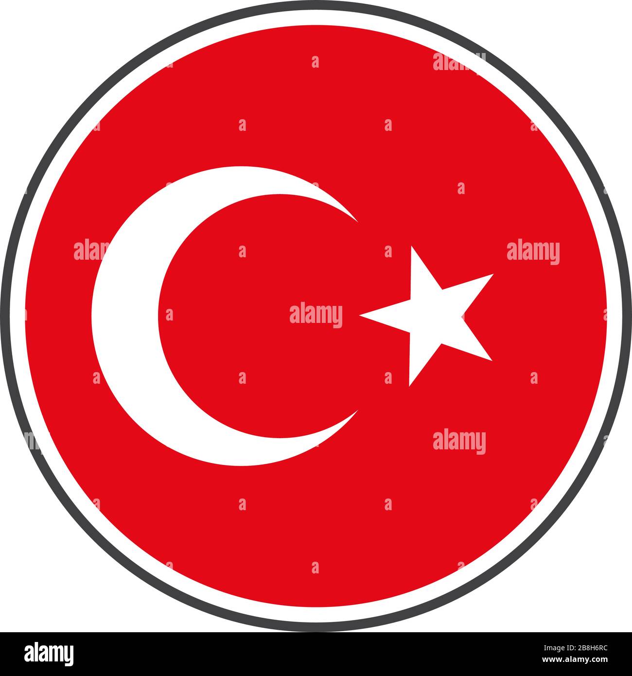 Circle turkey flag with grey border vector illustration isolated on ...