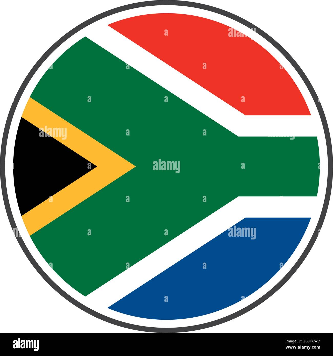 Circle south africa flag with grey border vector illustration isolated ...