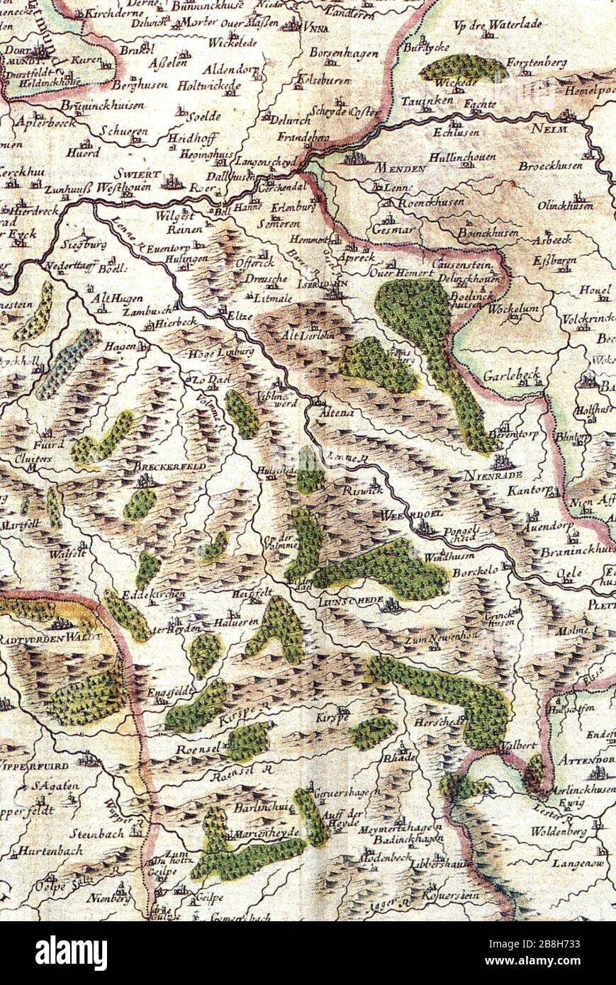 Grafschaft mark 1681 sanson-Ausschnitt Stock Photo - Alamy